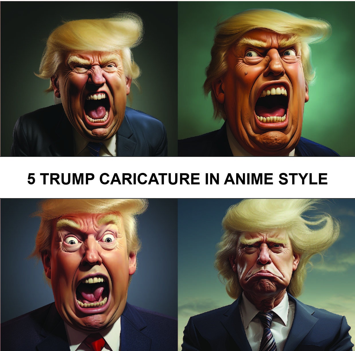Caricature of Donald Trump in Anime Style - Etsy