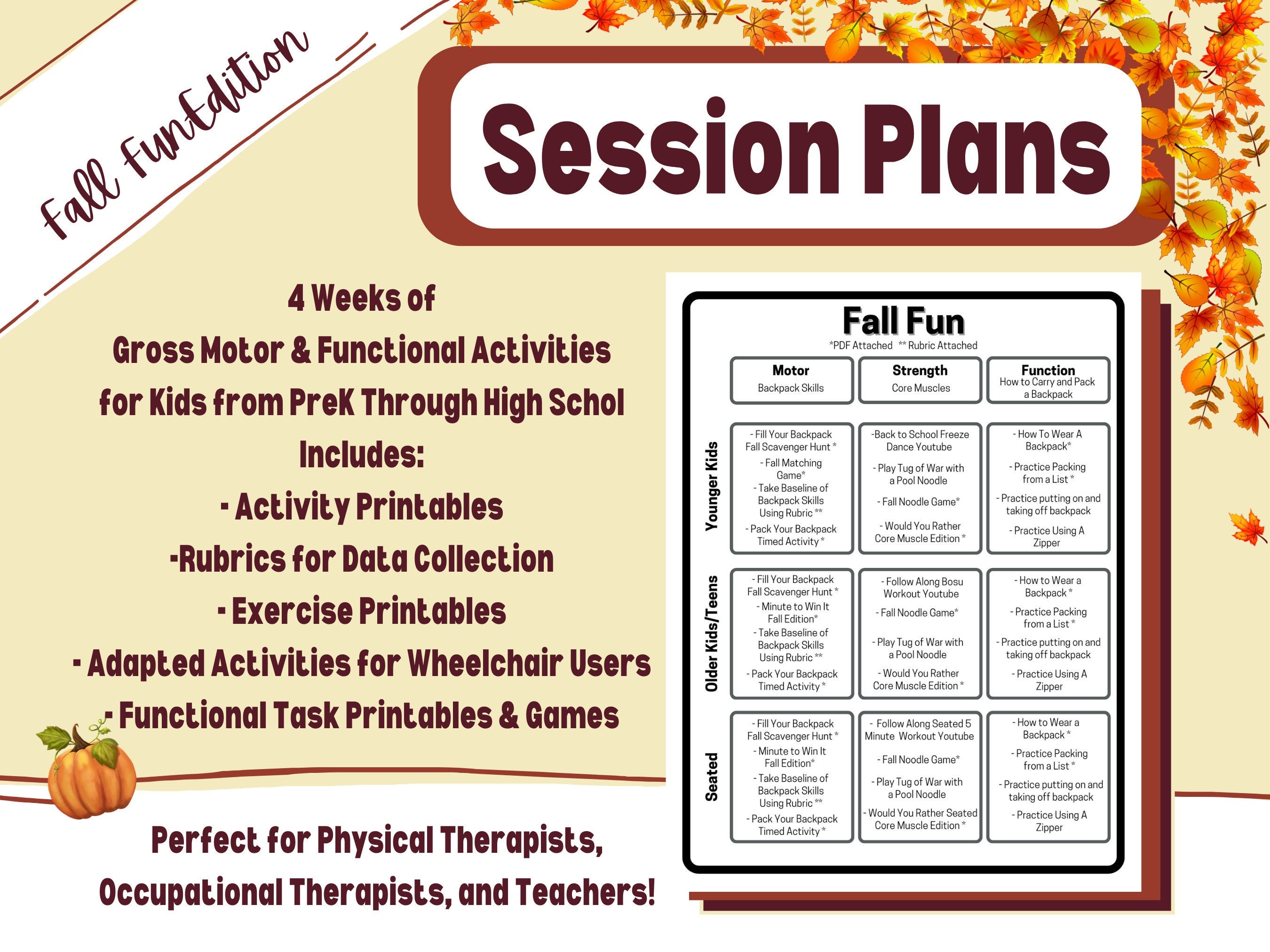 Fall Lesson Plans | Physical Therapy Activities | Occupational Therapy ...