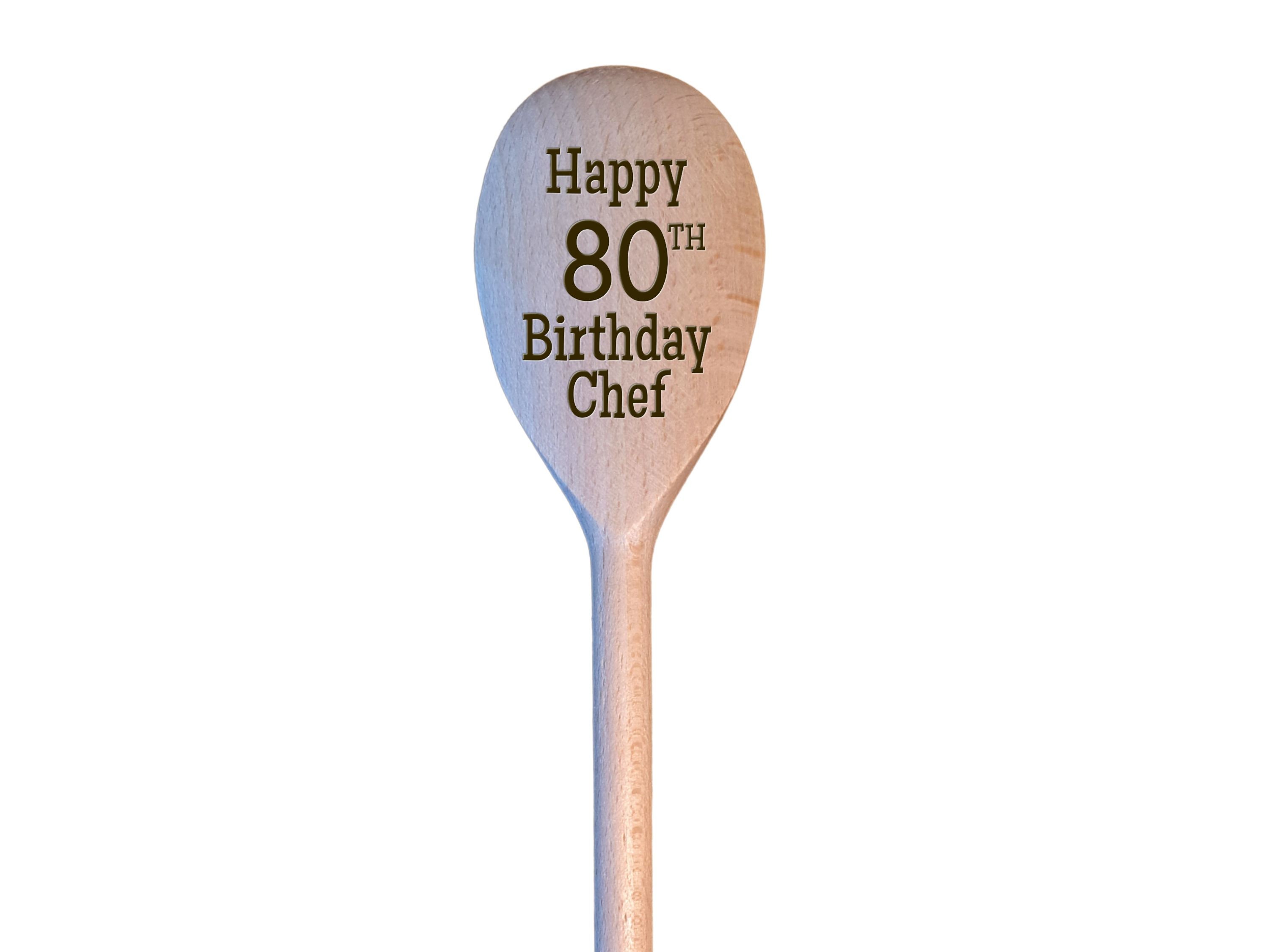 Personalised 80th Birthday Milestone Wooden Spoon Gift - Engraved ...