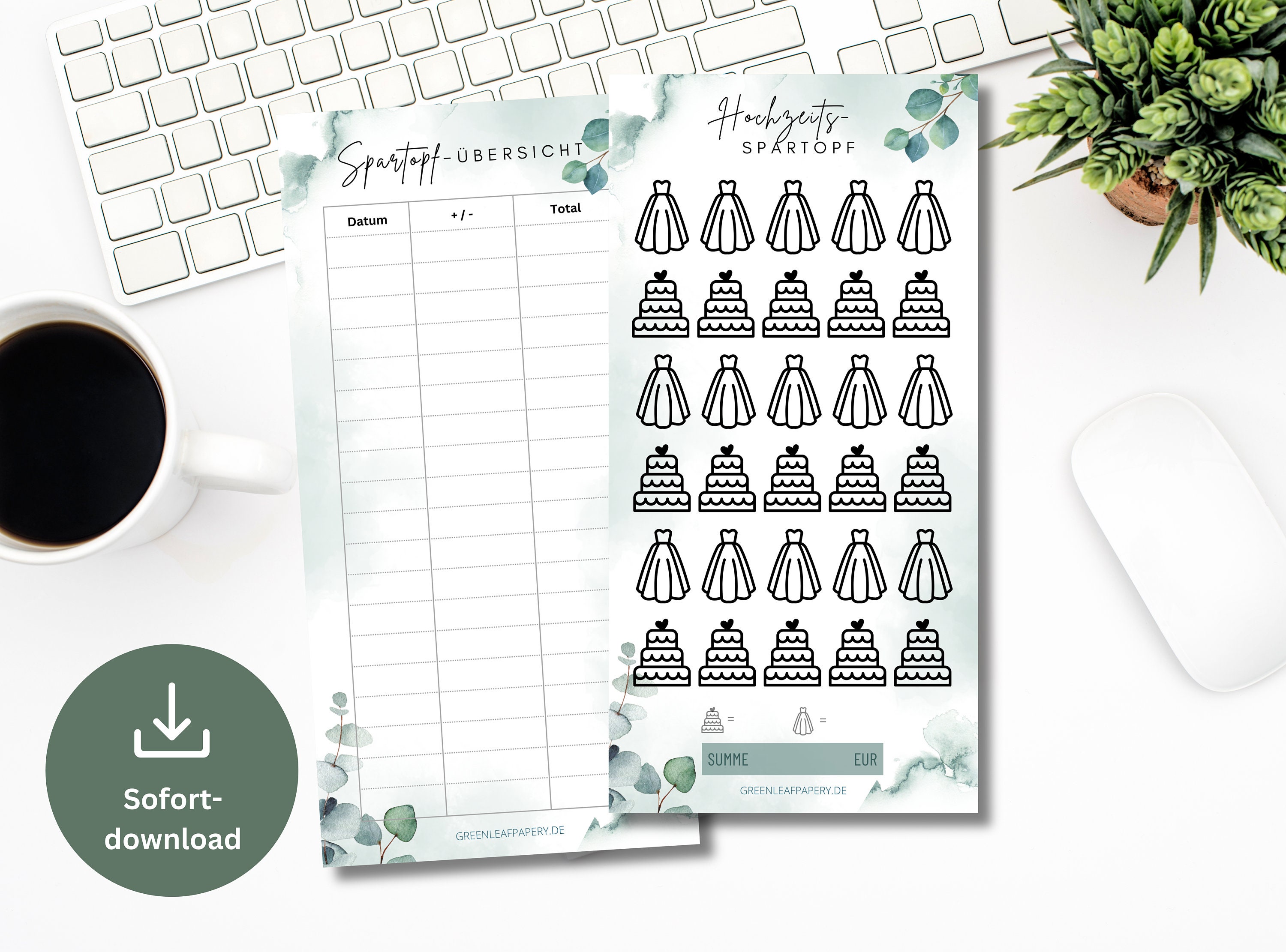 Wedding Savings Pot Set Includes Tracker Eucalyptus | Save Money ...
