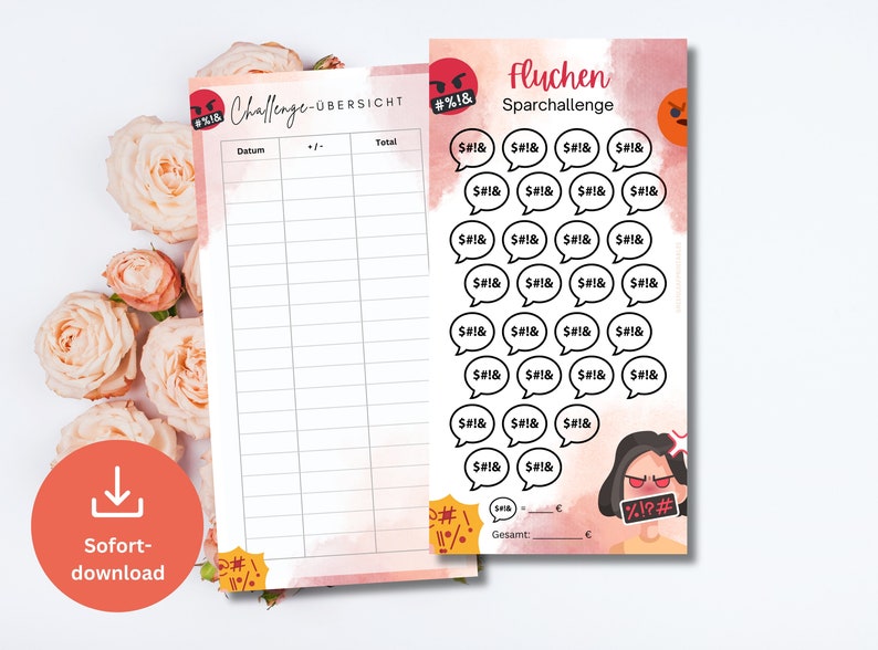 Cursing & Swearing Savings Challenge Set Incl. Tracker | Money Saving ...