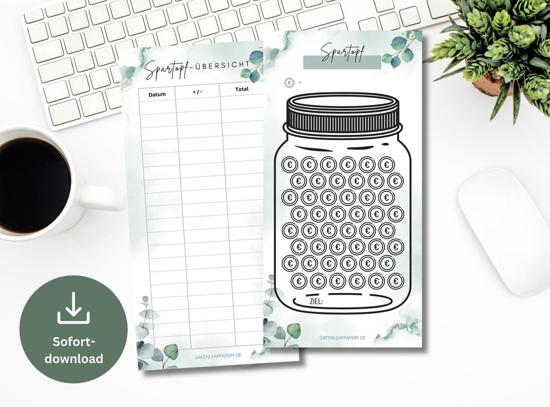 Blank Savings Glass Savings Pot Set Including Tracker Eucalyptus Save ...