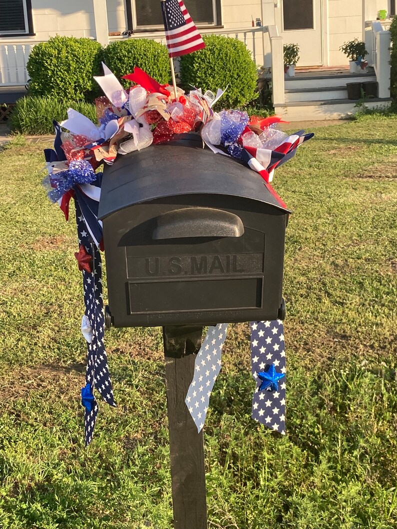 Patriotic Mailbox Swag Wreath - Etsy