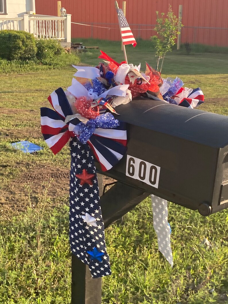 Patriotic Mailbox Swag Wreath - Etsy