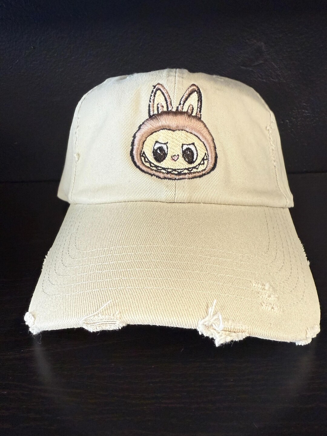 Labubu Embroidered Distressed Ball Cap - Etsy