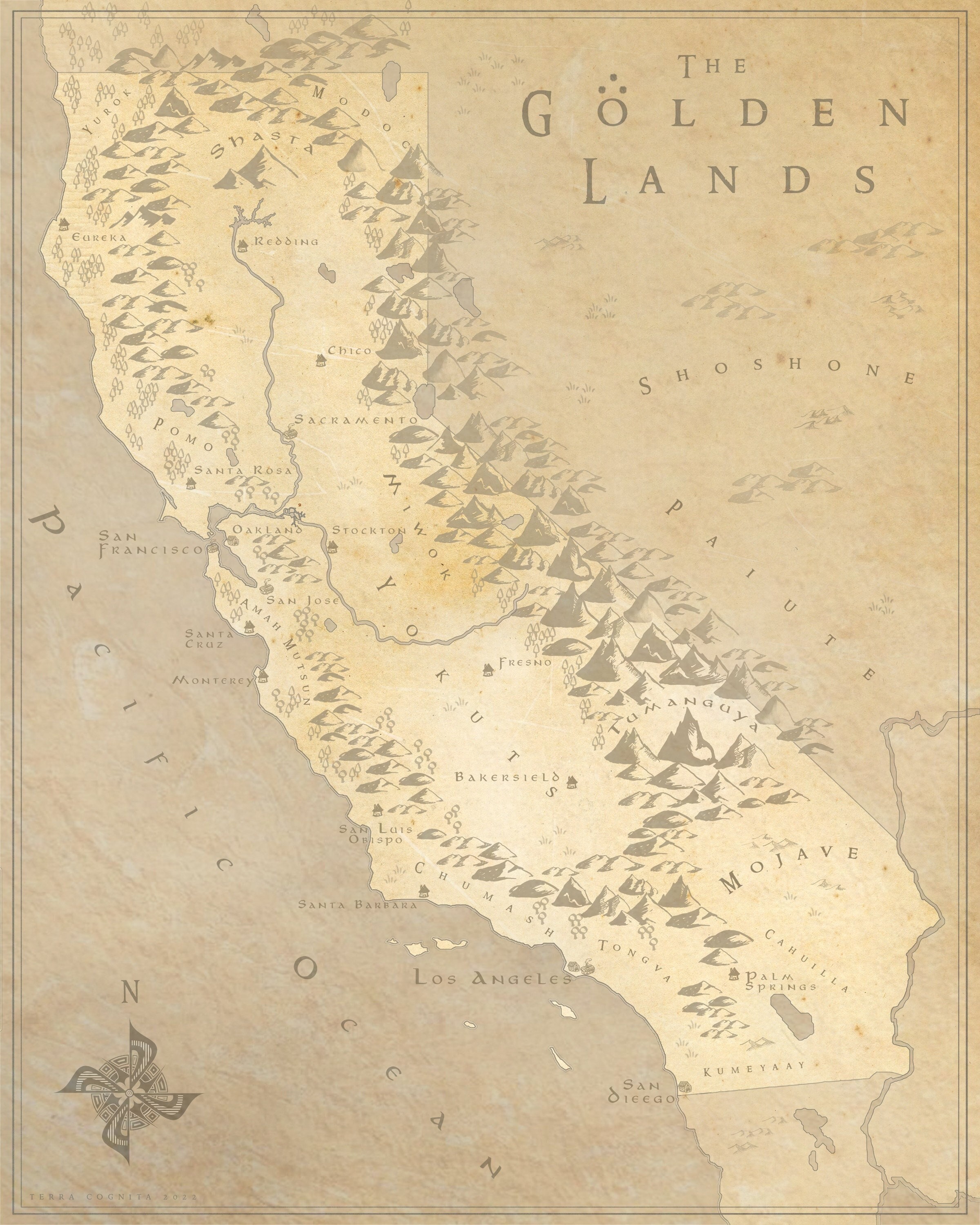 Vintage Fantasy Map - California - Etsy
