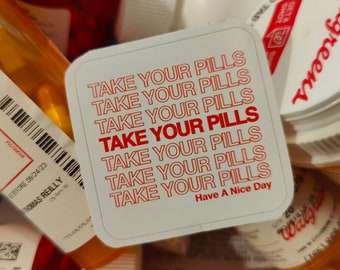 Take Your Meds Pixel Art Sticker Medication Reminder, Mental Health ...