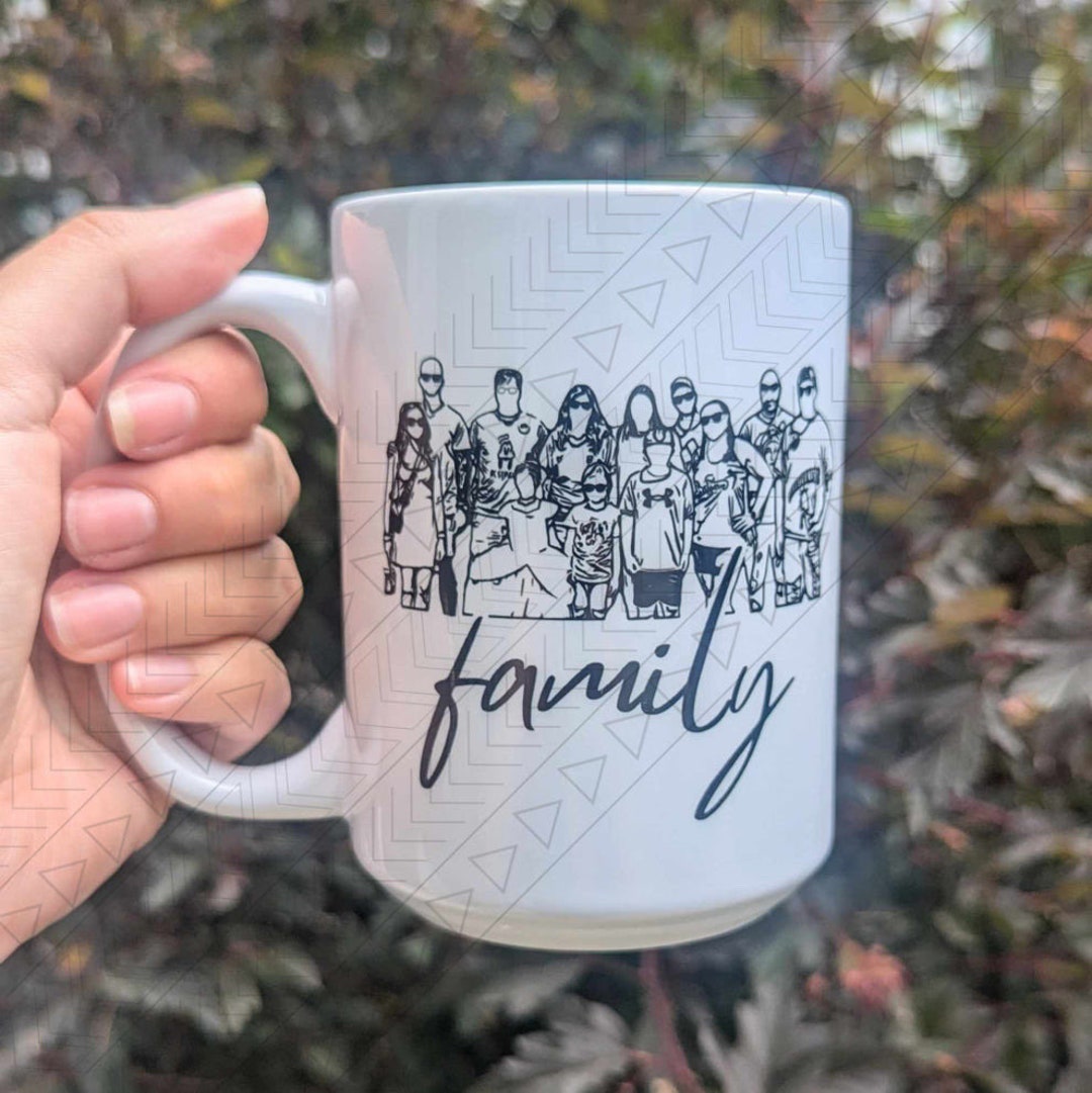 Family Cartoonized, Personalized Mug, Custom Line Art Mug - Etsy
