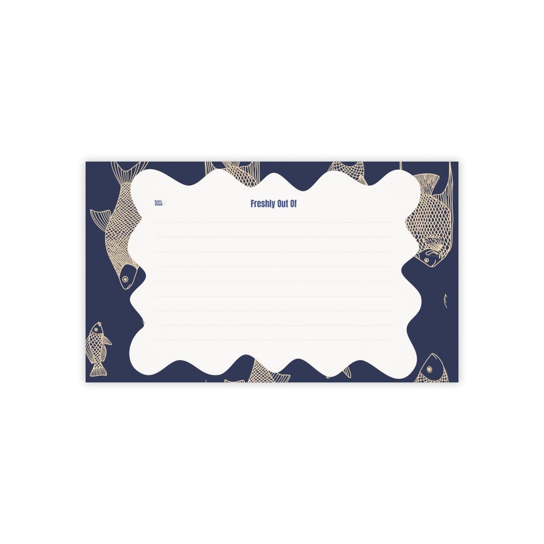 Large Note Pad Fish Themed Shopping List Memo Pad Gold Navy Sticky ...
