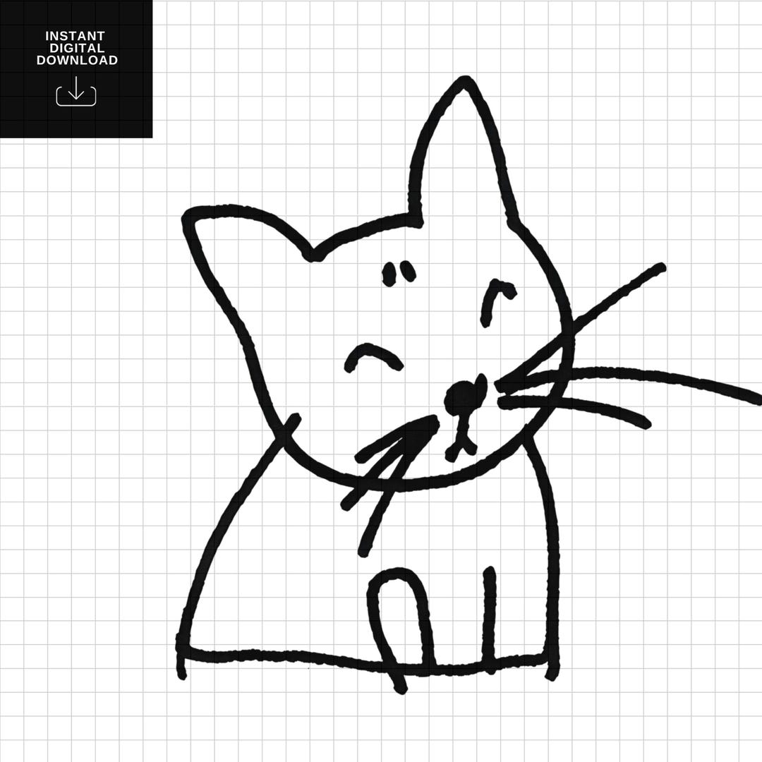 Clip Art Funny Cat PNG Drawing T Shirt Minimal Animal Lover Wildlife ...