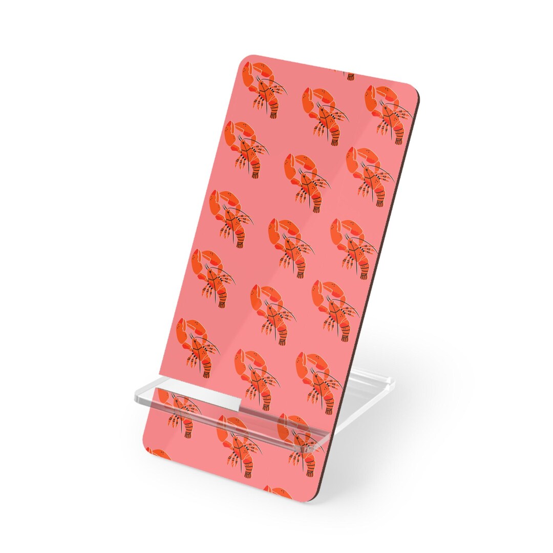 Shrimp Pattern Mobile Display Stand | Pink Seafood Phone Holder - Etsy ...