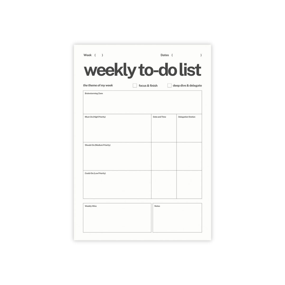 Weekly to Do List Post-it Note Pads, Black & White Sticky Notes ...