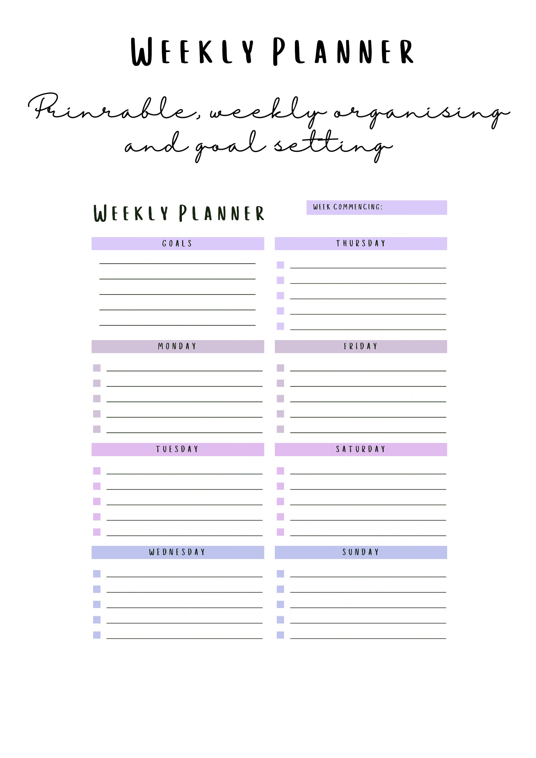 Weekly Planner Glow up Routine Printable Lifestyle - Etsy