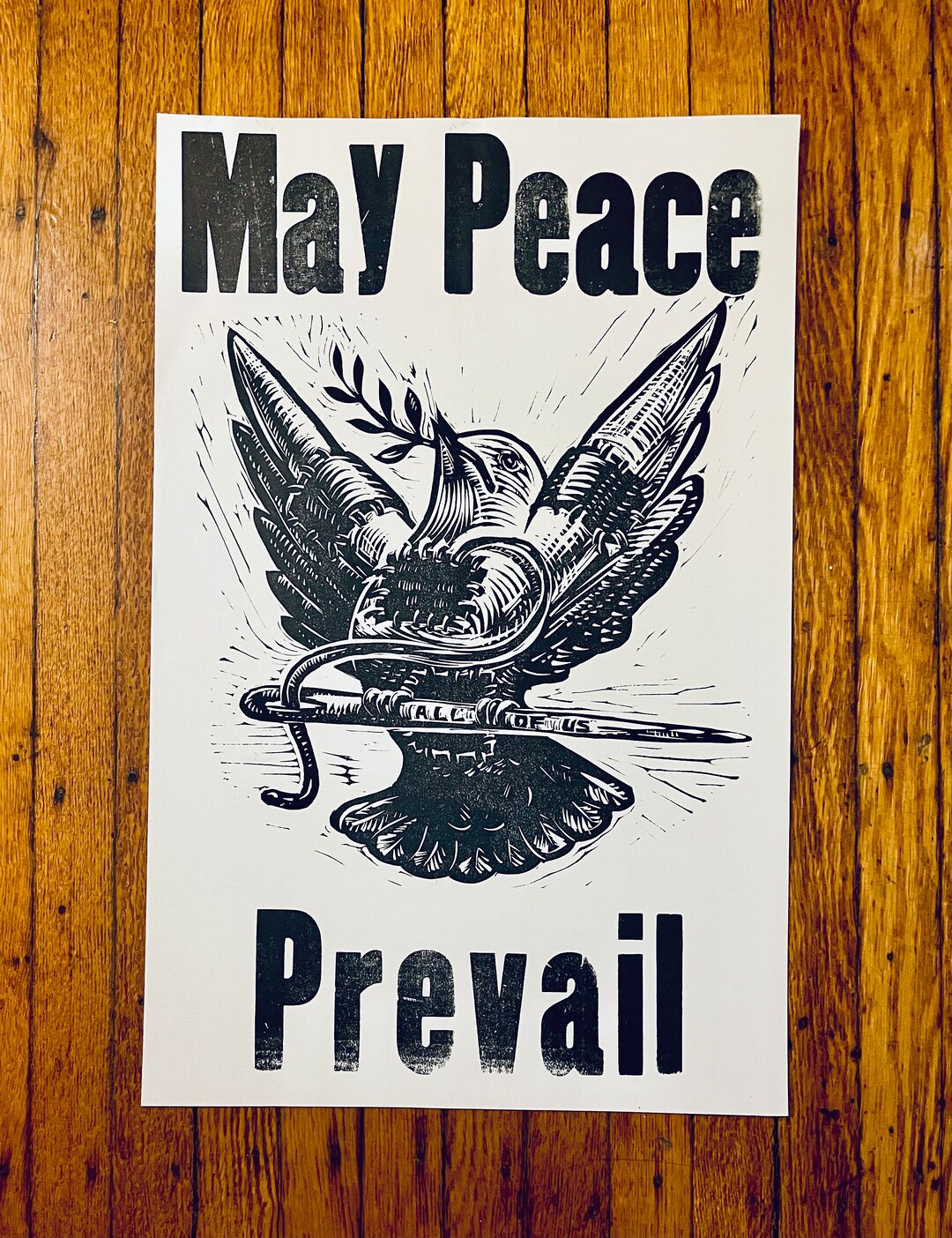 May Peace Prevail Poster | Dove & Needle Art Print - Etsy