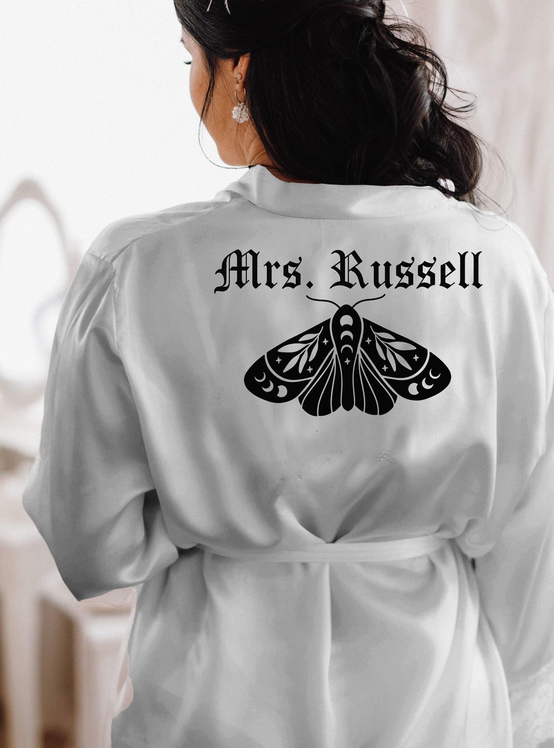 Celestial Moth Robe, Maid of Honor Robe, Alternative Bridal Party Robe ...