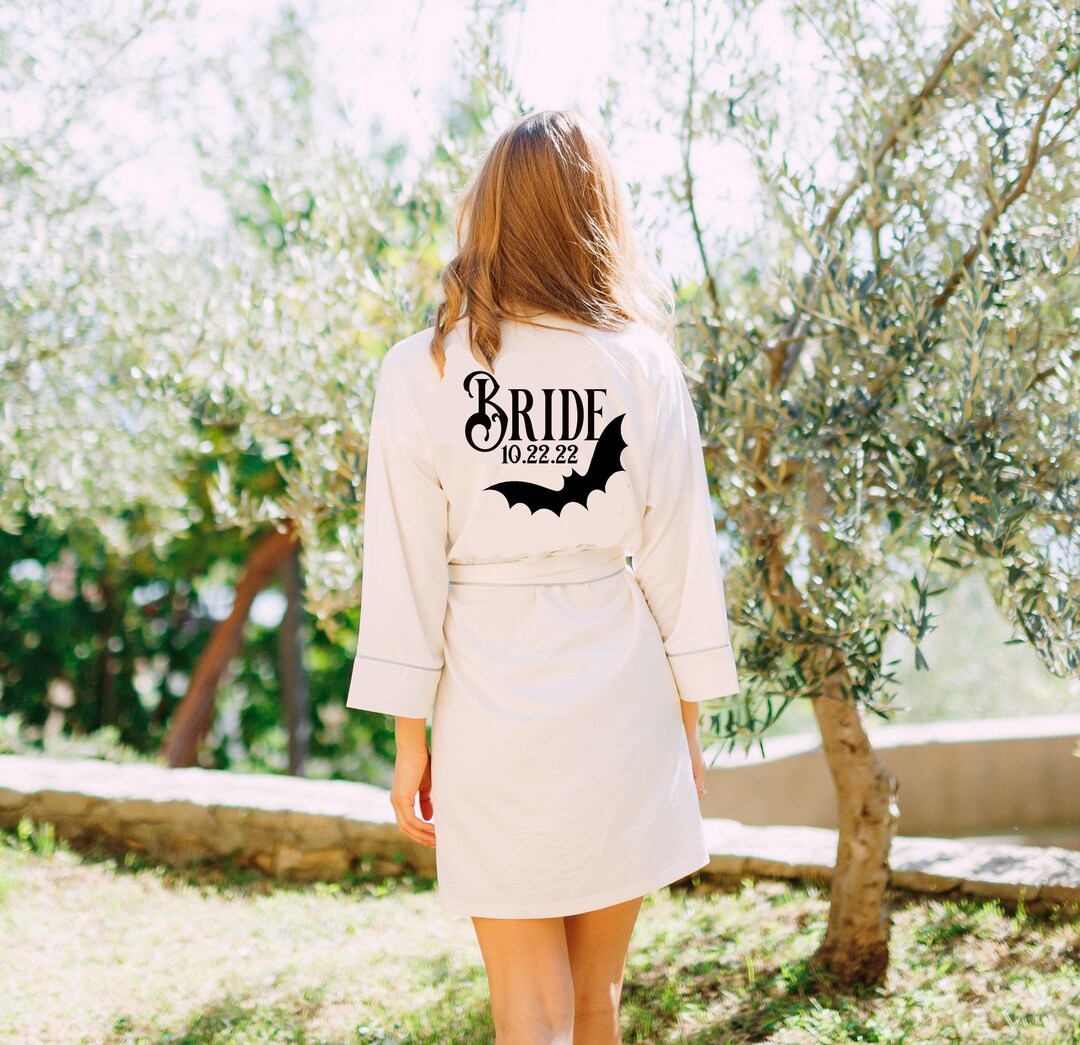 Bride Gothic Bat Robe, Bride Bachelorette Robes, Gothic Bridal Party ...