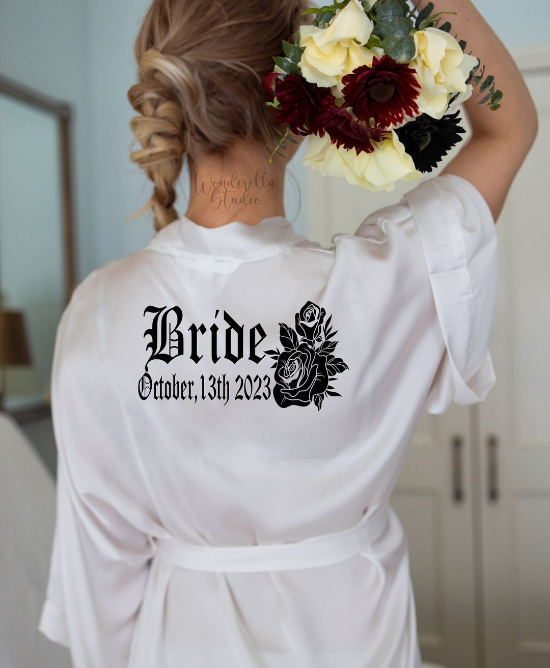 Bride Gothic Rose Robe, Till Death Bachelorette Robe, Gothic Bridal ...