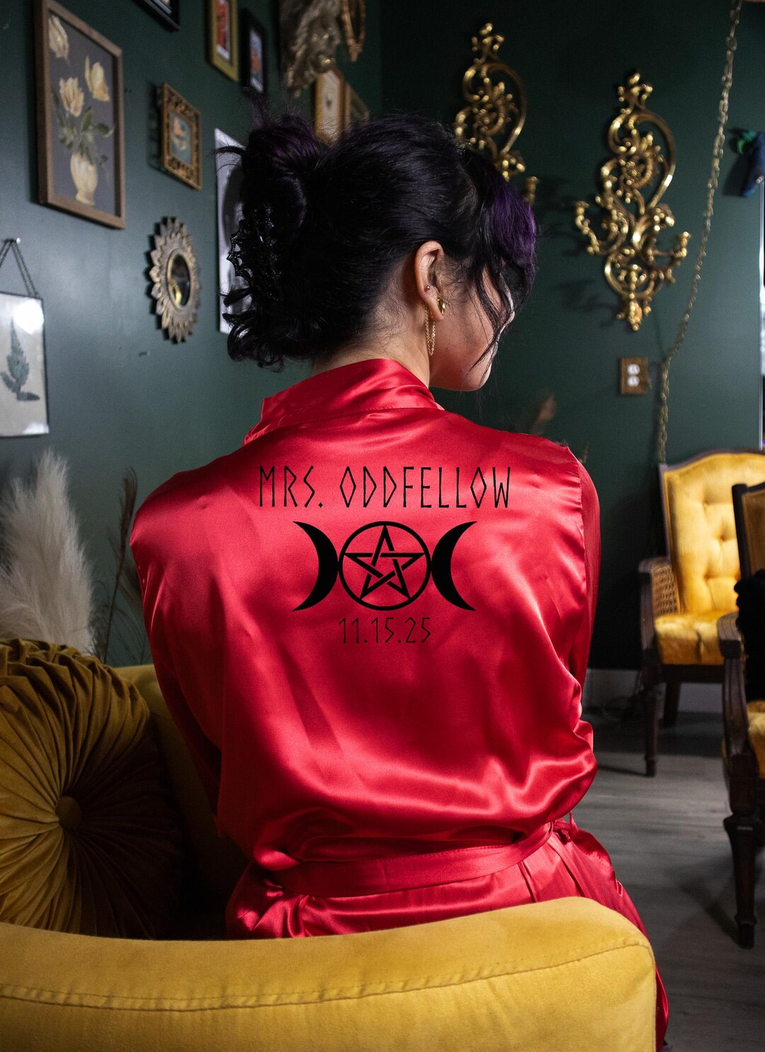 Moon Goddess Pentacle Robe, Custom Robe, Witch Bridal Party Robe ...