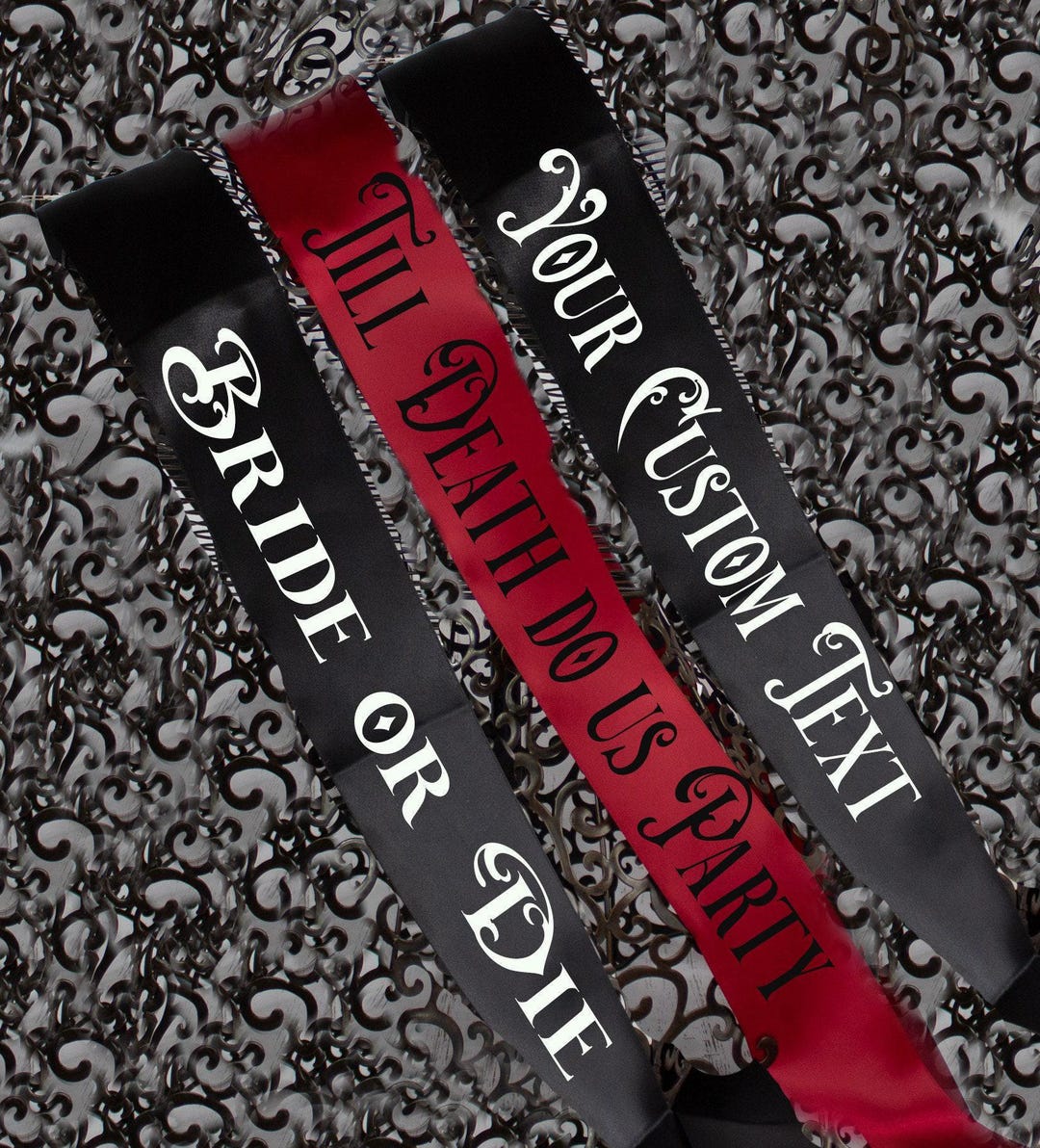 Till Death Do Us Party Sash, Gothic/emo Bride Sash, Bachelorette Group ...