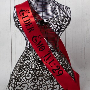 Elder Emo Lvl Sash, Birthday Emo Sash, Birthday Witch Sash, Gothic ...