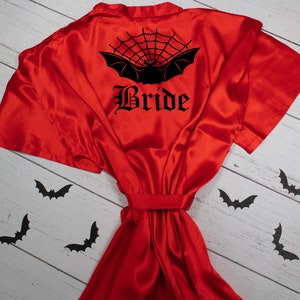 Bride Future Mrs. Gothic Bat and Spider Web Robe, Maid of Honor Robe ...