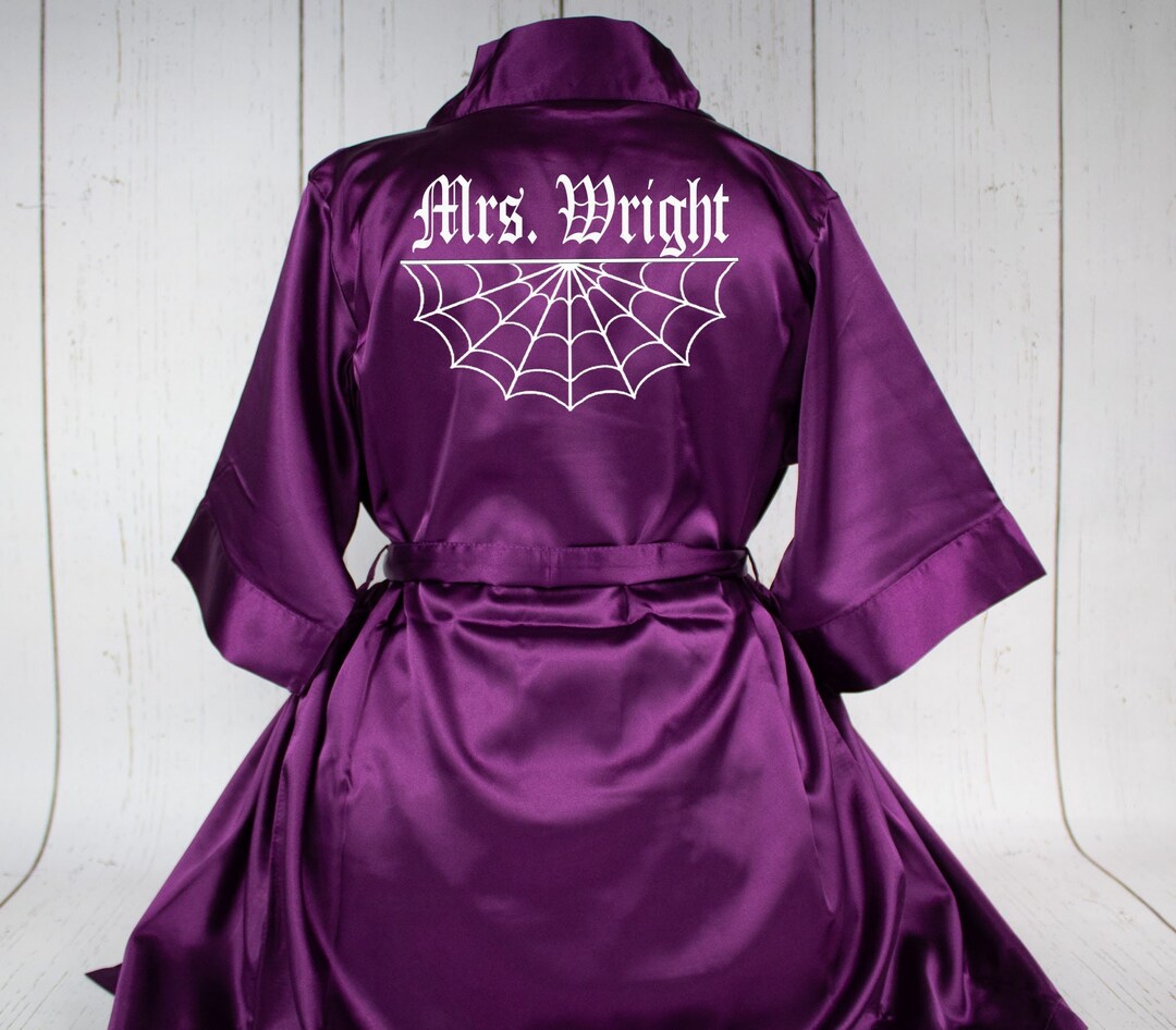 Bride Future Mrs Gothic Spider Web Robe Bridesmaid Robe Goth Bridal Party Robe Gothic