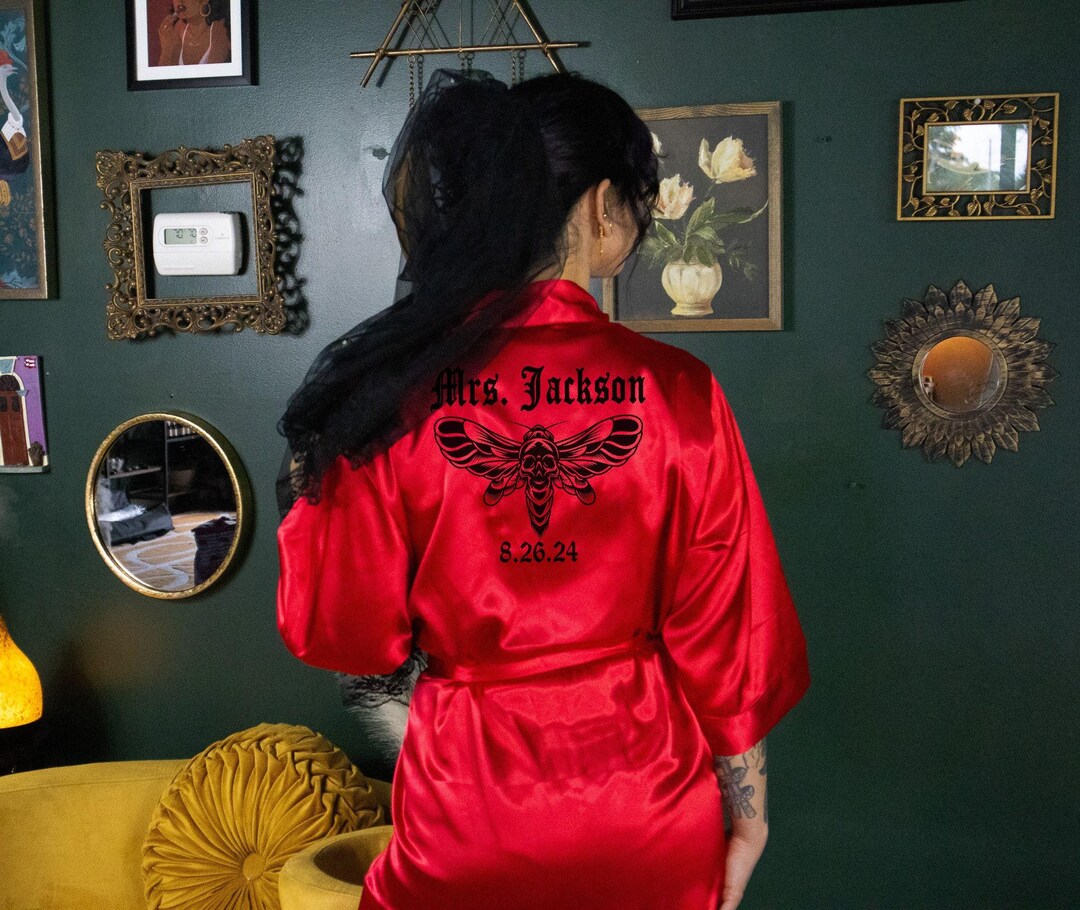 Moth Bride Robe, Maid of Honor Robe, Alternative Bridal Party Robe ...