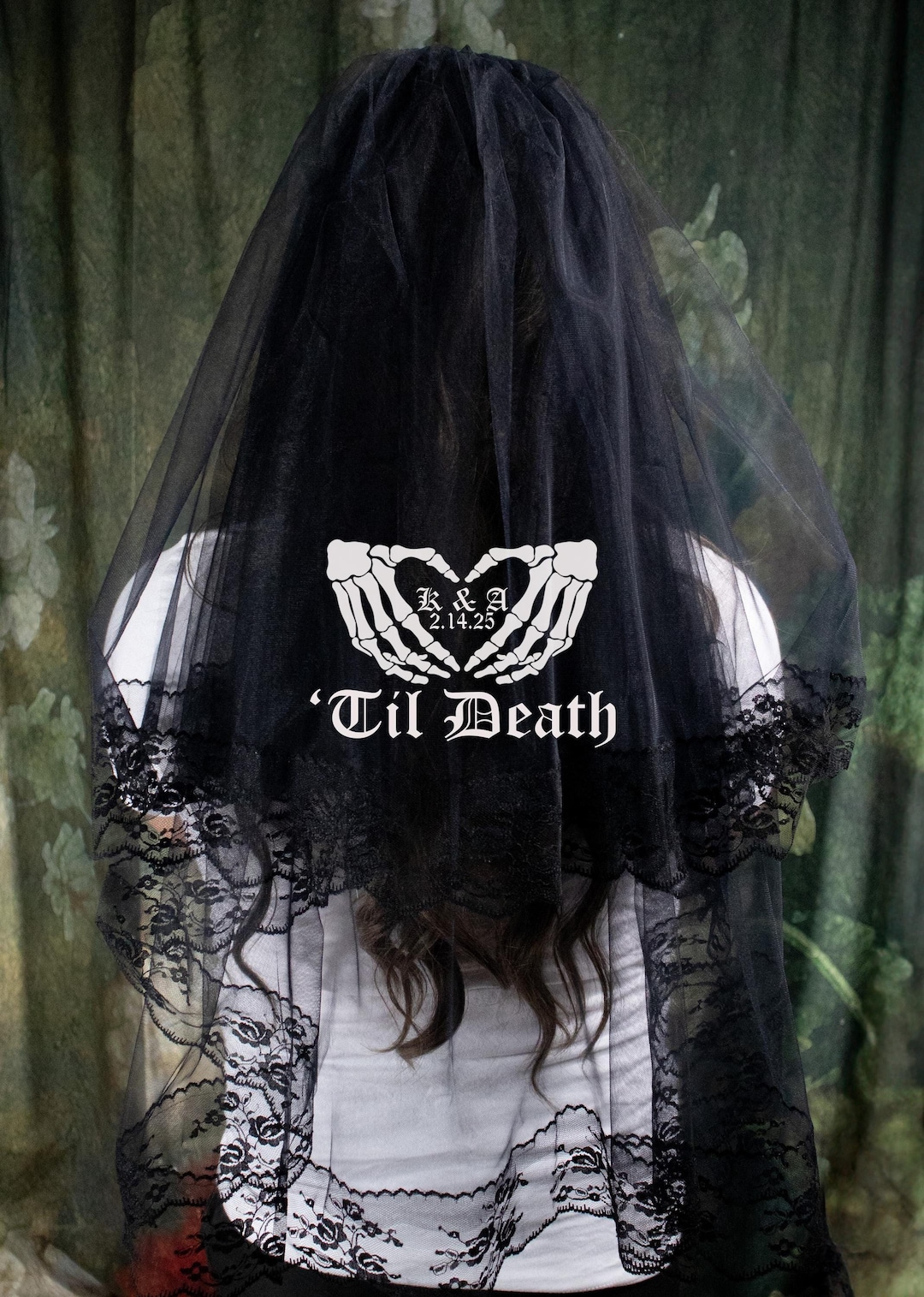 Til Death With Hands Custom Wedding Veil, Future Mrs., Halloween Gothic ...