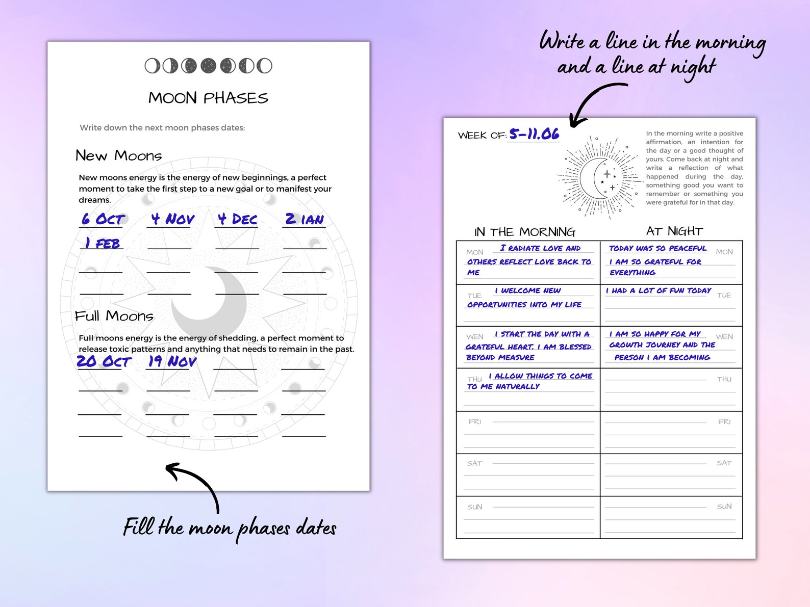 Daily Moon Journal | Printable PDF Journal | Moon Phases Guided ...