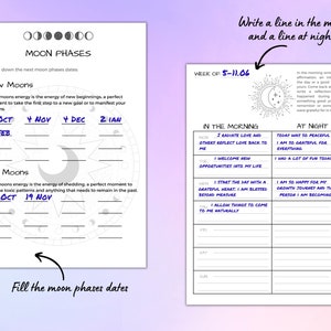 Daily Moon Journal | Printable PDF Journal | Moon Phases Guided Scripting | A4, US Letter, A5 - Etsy
