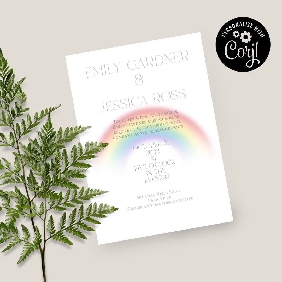 Lgbt Rainbow Wedding Invitation Wedding Invitation Template Prism Etsy