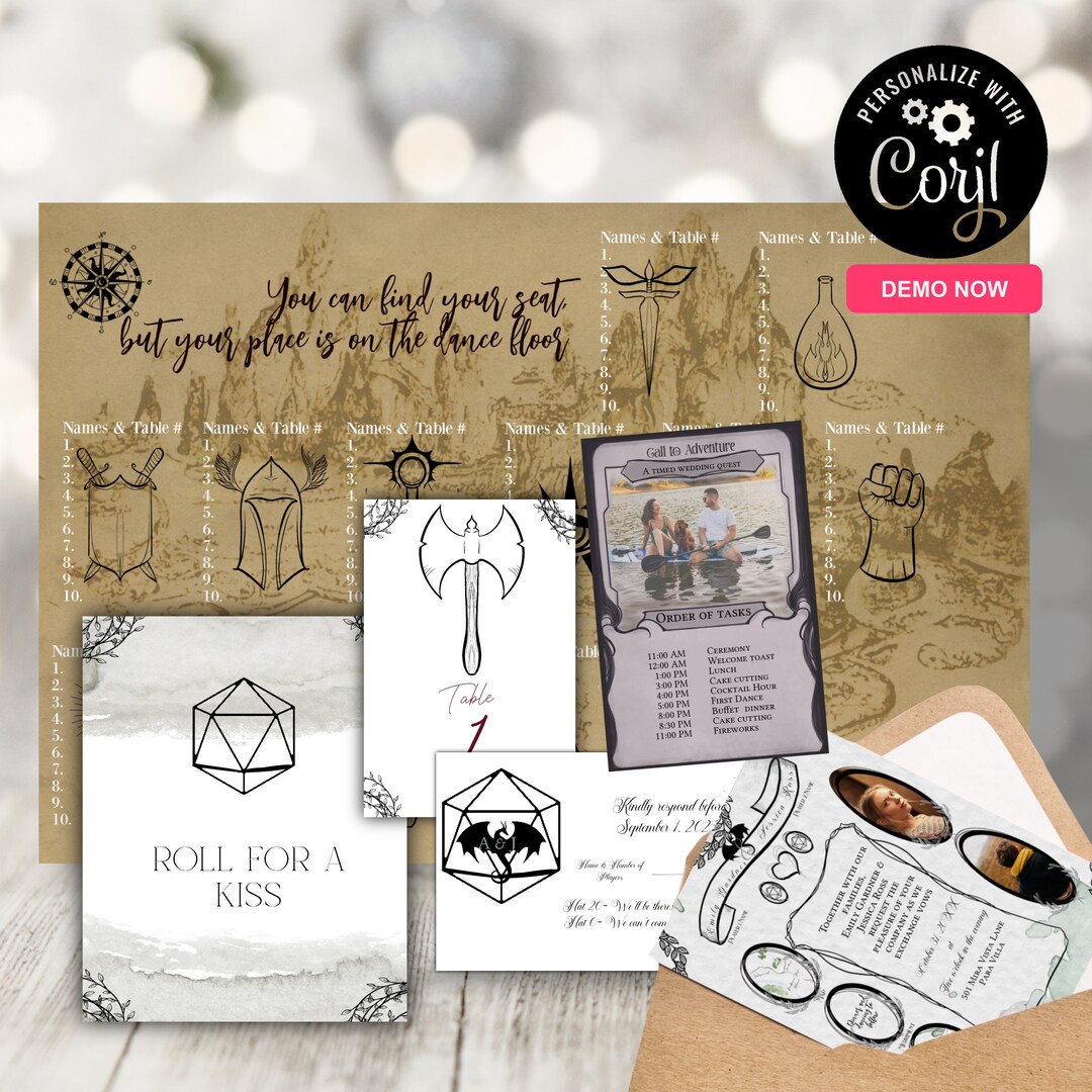 Wedding Invitations for Gamers Invite & RSVP RPG Class Table Numbers ...