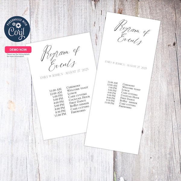 Wedding One Page Program Template - Etsy