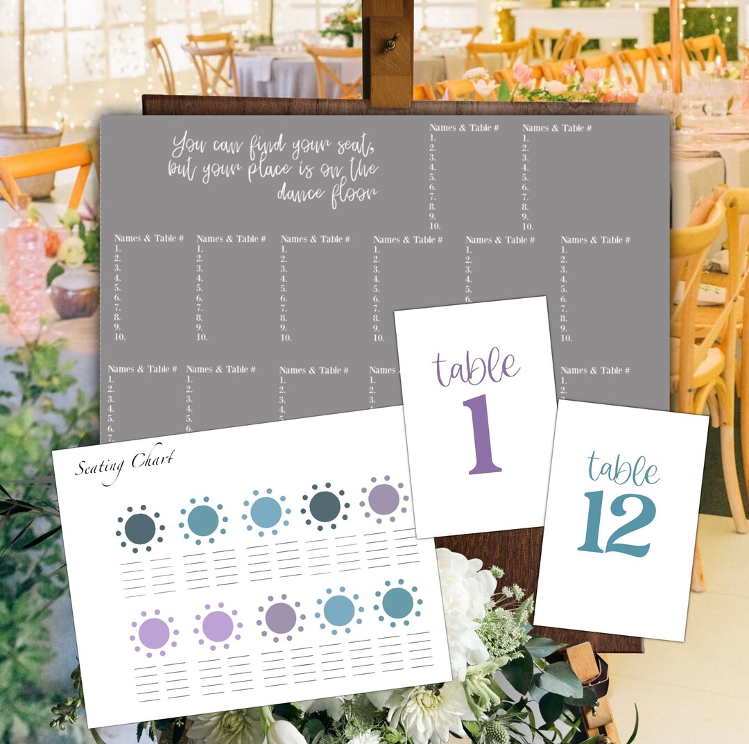 Wedding Seating Chart Template Bundle With Table Numbers and Sign - Etsy