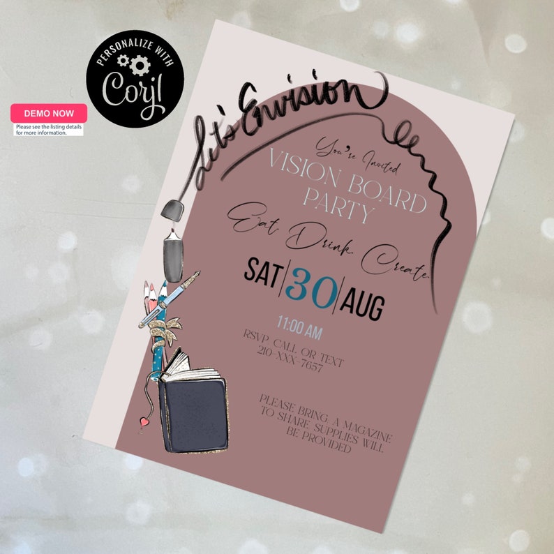 Vision Board Party Invitation, Craft Night Invite, Ladies Night ...