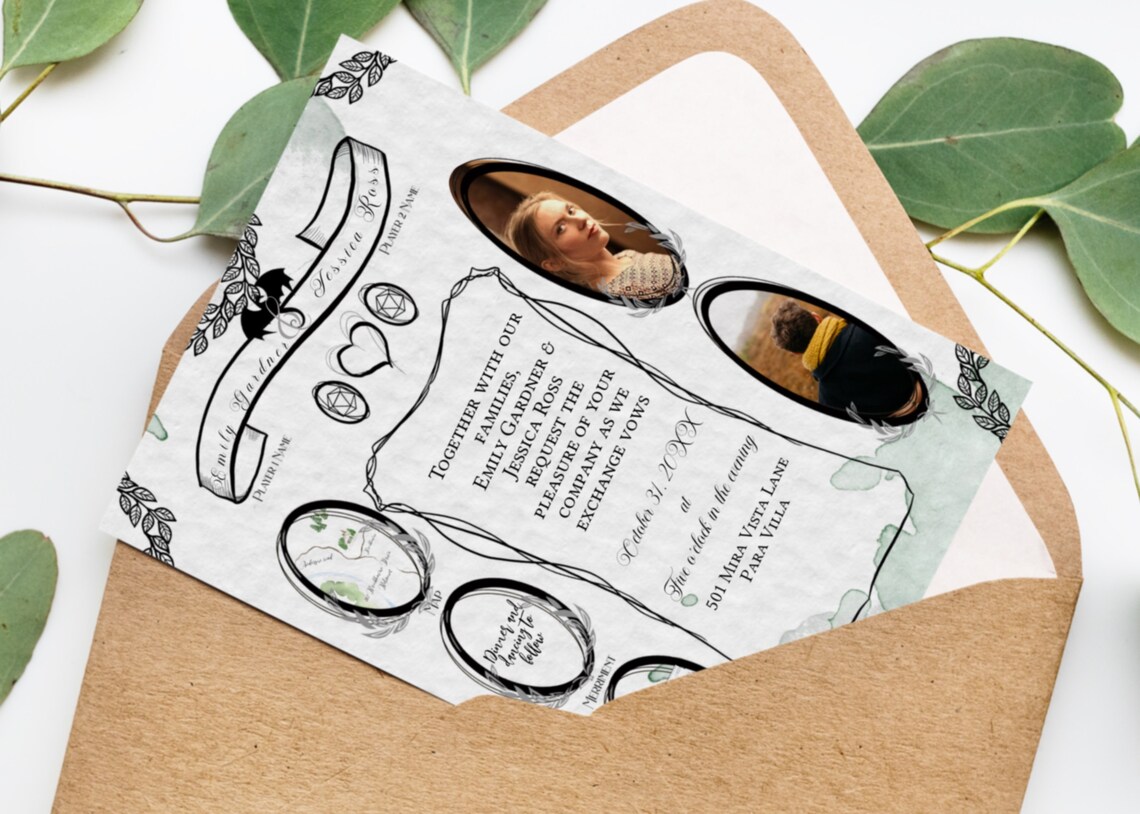 Character Sheet Wedding Invitation D20 Tabletop RPG Wedding Invitation ...