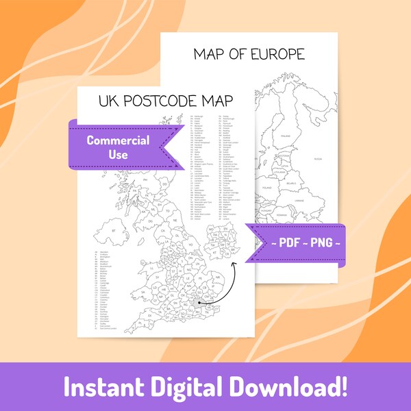 Europe Map Printable - Etsy