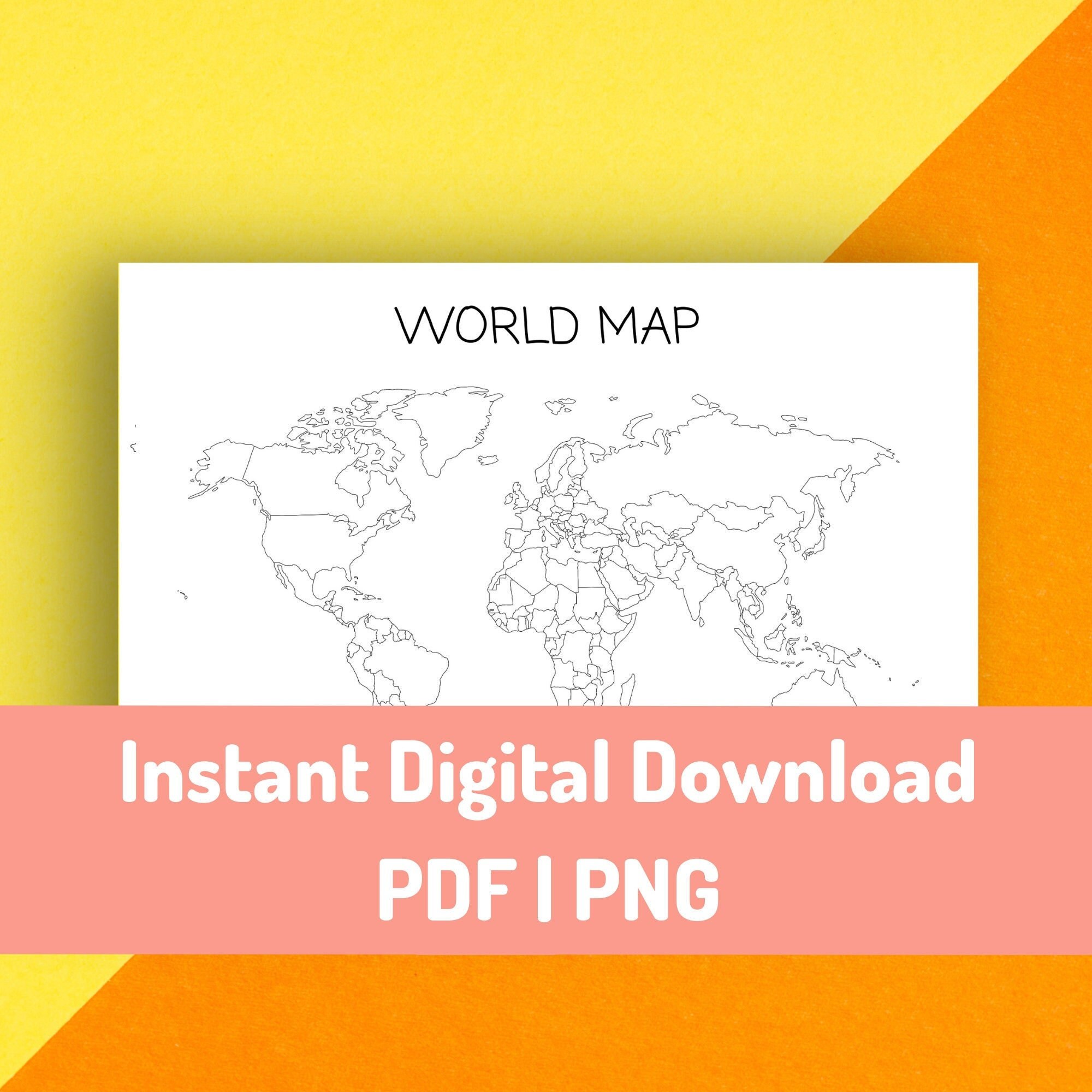 Coloring World Map - Etsy