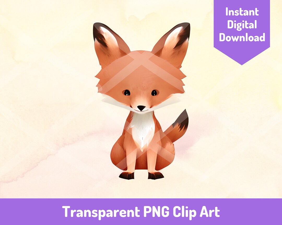 Woodland Fox Clip Art Cute Watercolour Forest Fox - Etsy