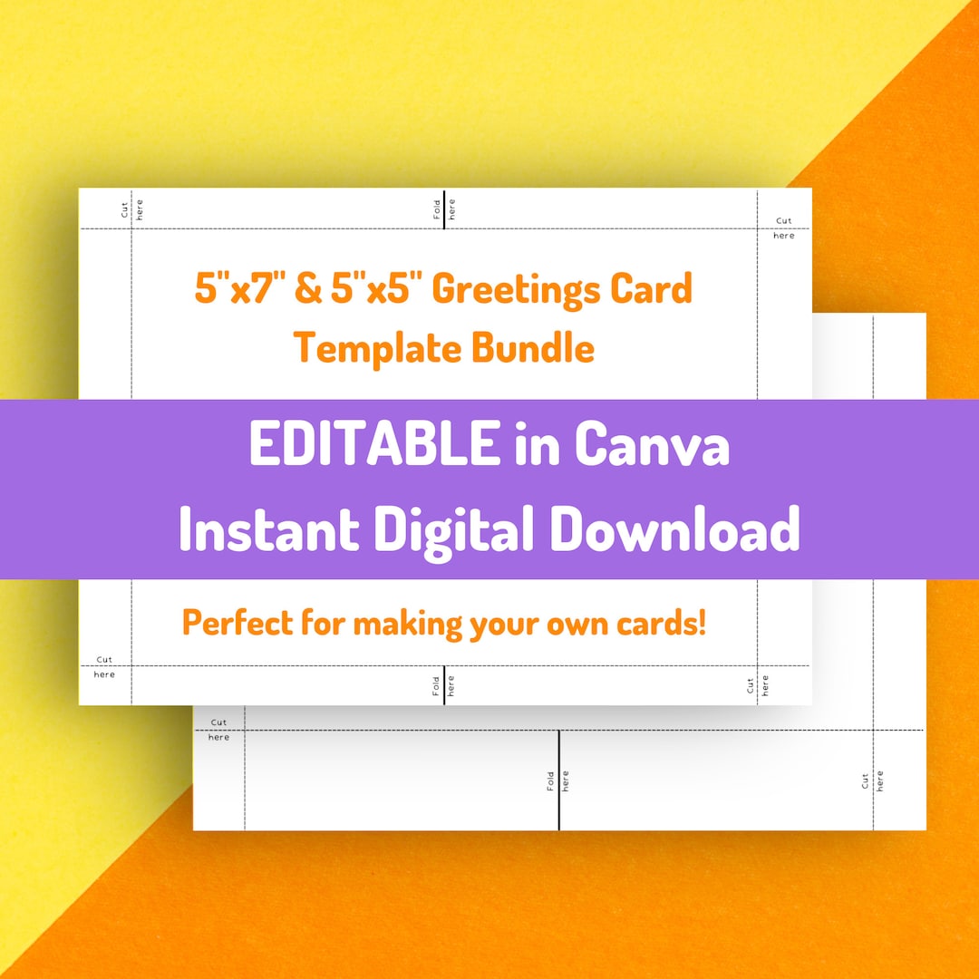 Editable Greetings Card Template Bundle 5x7 & 5x5 A4 Canvas - Etsy UK