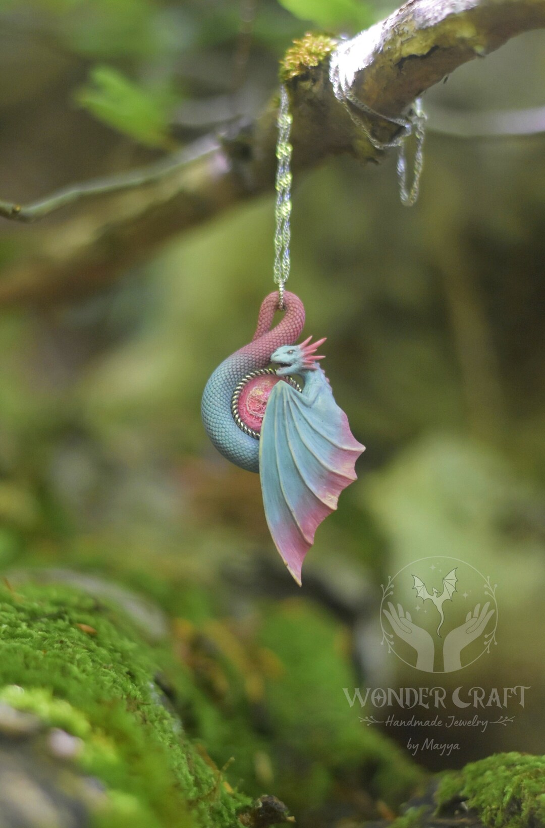 Fae Jewelry Cute Blue Dragon Necklace Dragon Theme Gift Idea Fantasy ...