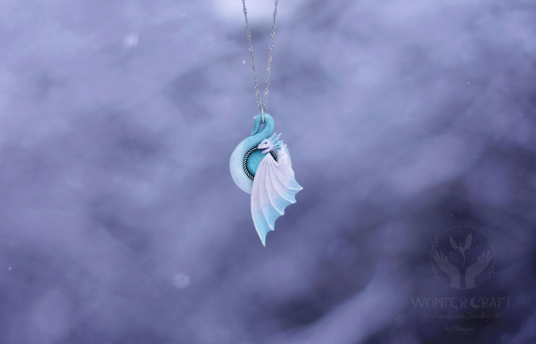 Ice Dragon Necklace, Fairytale Winter Jewelry, Unique Fantasy Gift ...