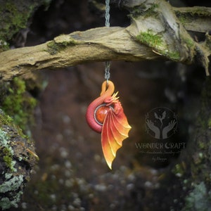 Fire Element Dragon Necklace, Fantasy Jewelry for Renaissance Faire, Small Wyvern, LARP ...