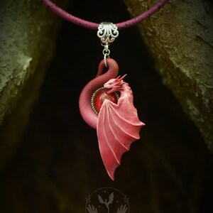 Handmade Red Dragon Pendant Necklace: Fantasycore Polymer Clay Jewelry ...