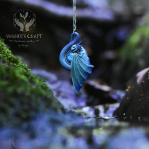 Blue Dragon Pendant Necklace: Gift for Fantasy Lovers & Nerds - Etsy