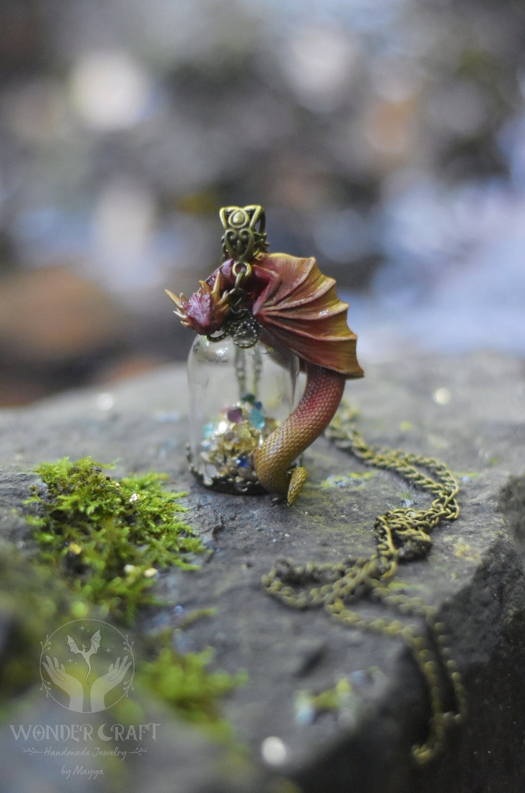 Dragon Pendant With Treasure Hoard: Fantasy Art Jewelry for Dragon ...