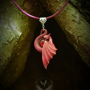 Handmade Red Dragon Pendant Necklace: Fantasycore Polymer Clay Jewelry ...