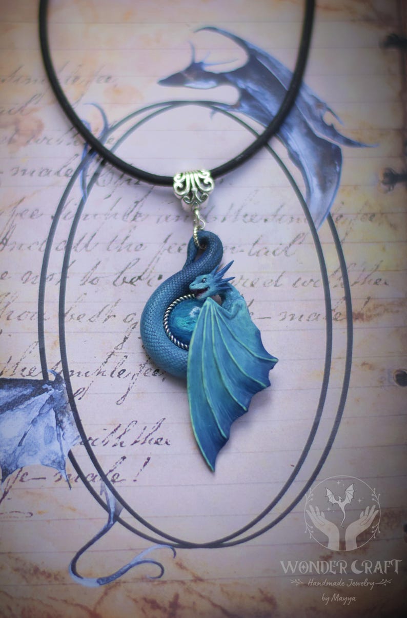 Blue Dragon Pendant Necklace: Gift for Fantasy Lovers & Nerds - Etsy