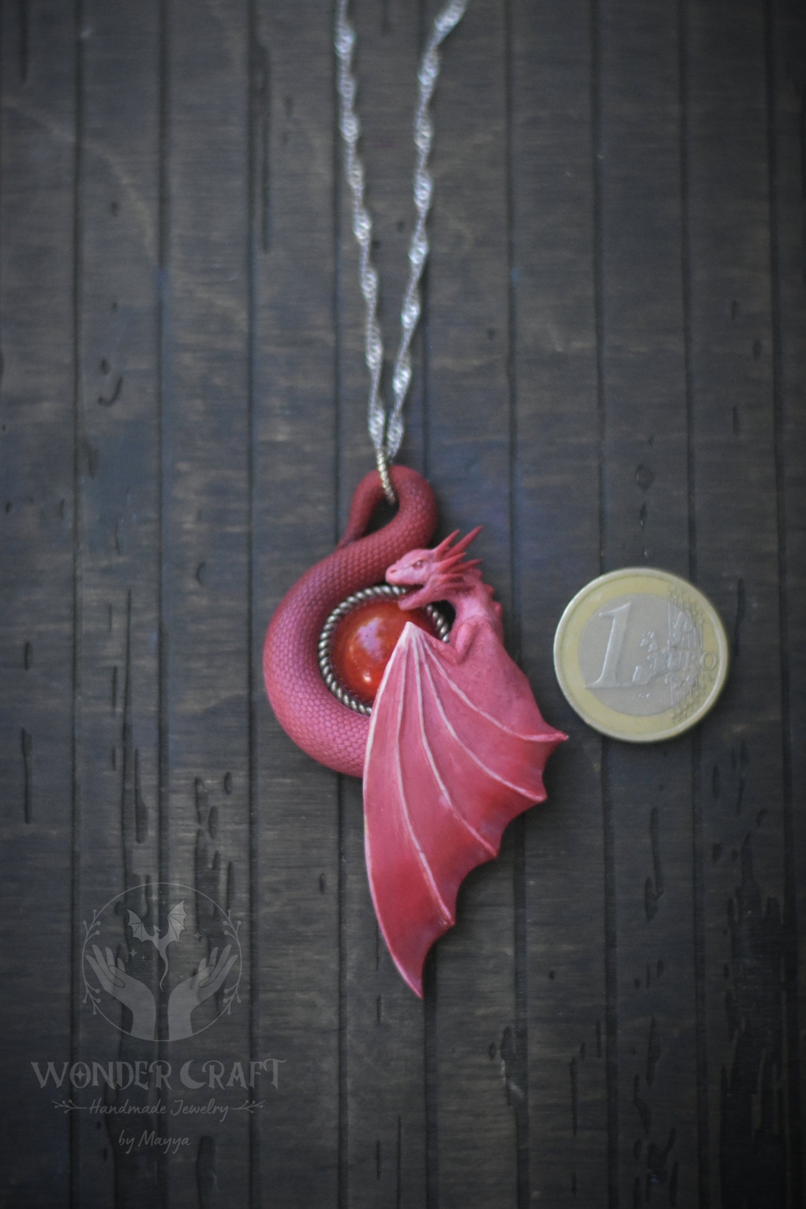 Handmade Red Dragon Pendant Necklace: Fantasycore Polymer Clay Jewelry ...