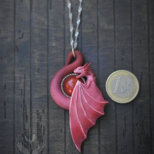 Handmade Red Dragon Pendant Necklace: Fantasycore Polymer Clay Jewelry ...